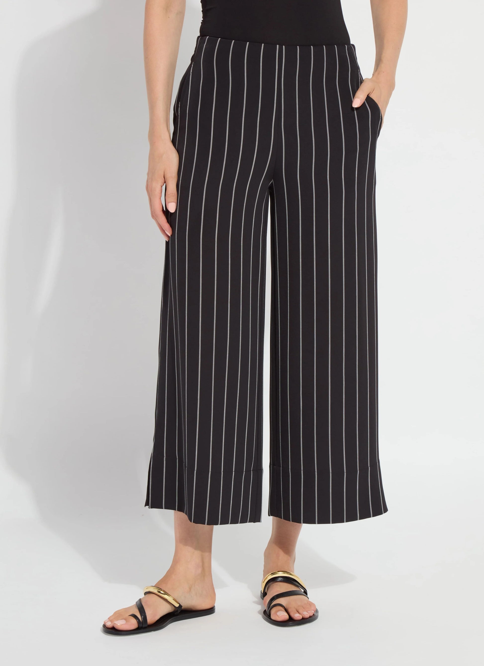 LYSSE AVA CROPPED PALAZZO PANTS - BLACK & WHITE – Kaufman Shoes